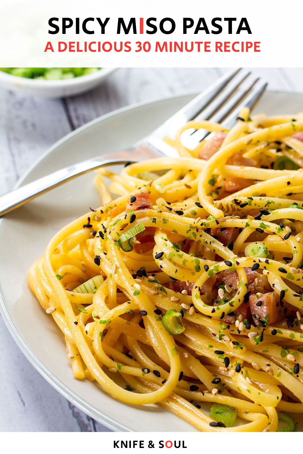 Spicy Miso Pasta (with vegetarian option) - Knife and Soul