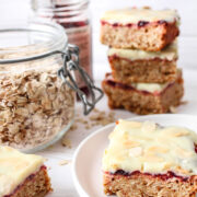Cherry Bakewell Flapjack (with a yoghurt white chocolate topping ...