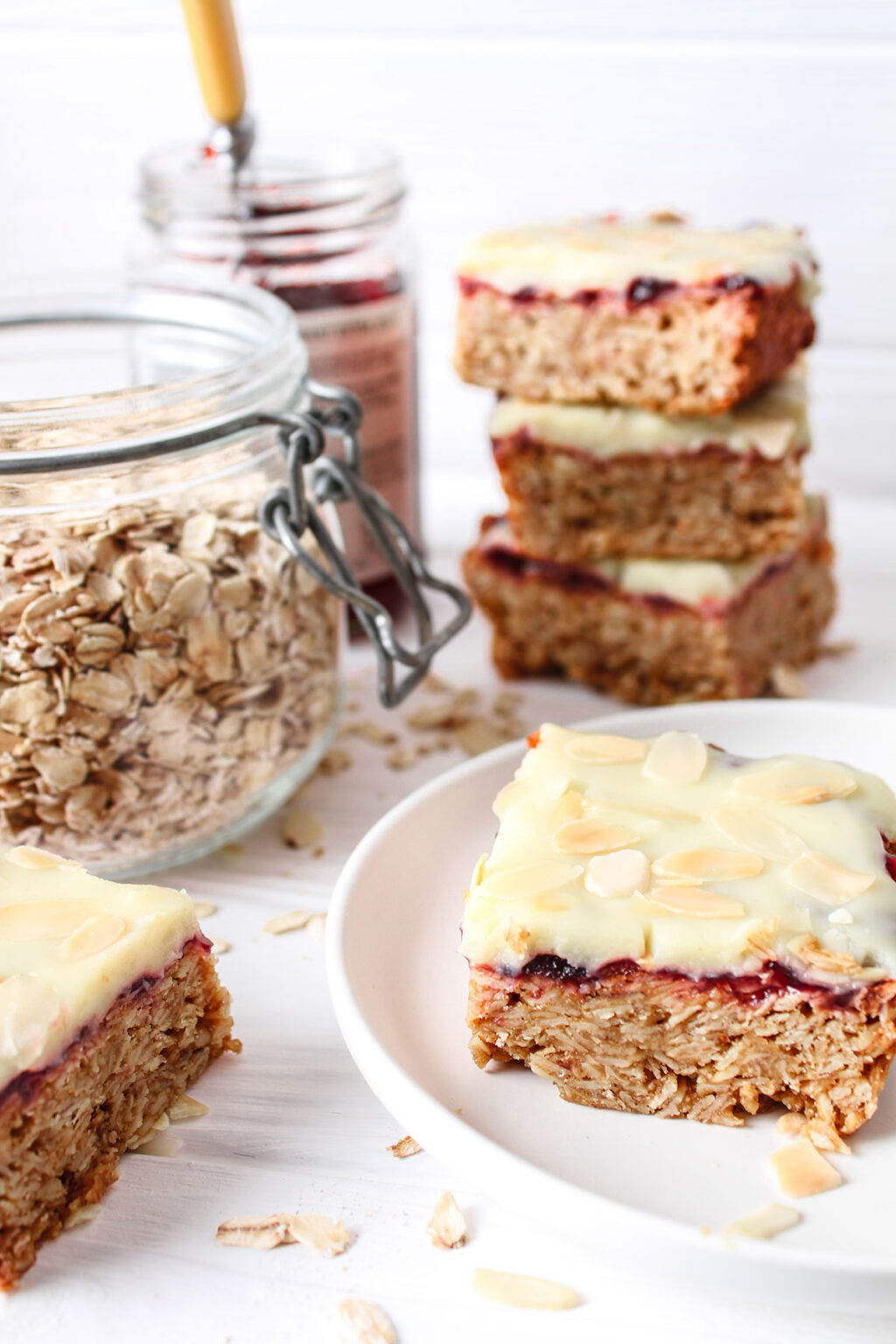 Cherry Bakewell Flapjack (with a yoghurt white chocolate topping ...