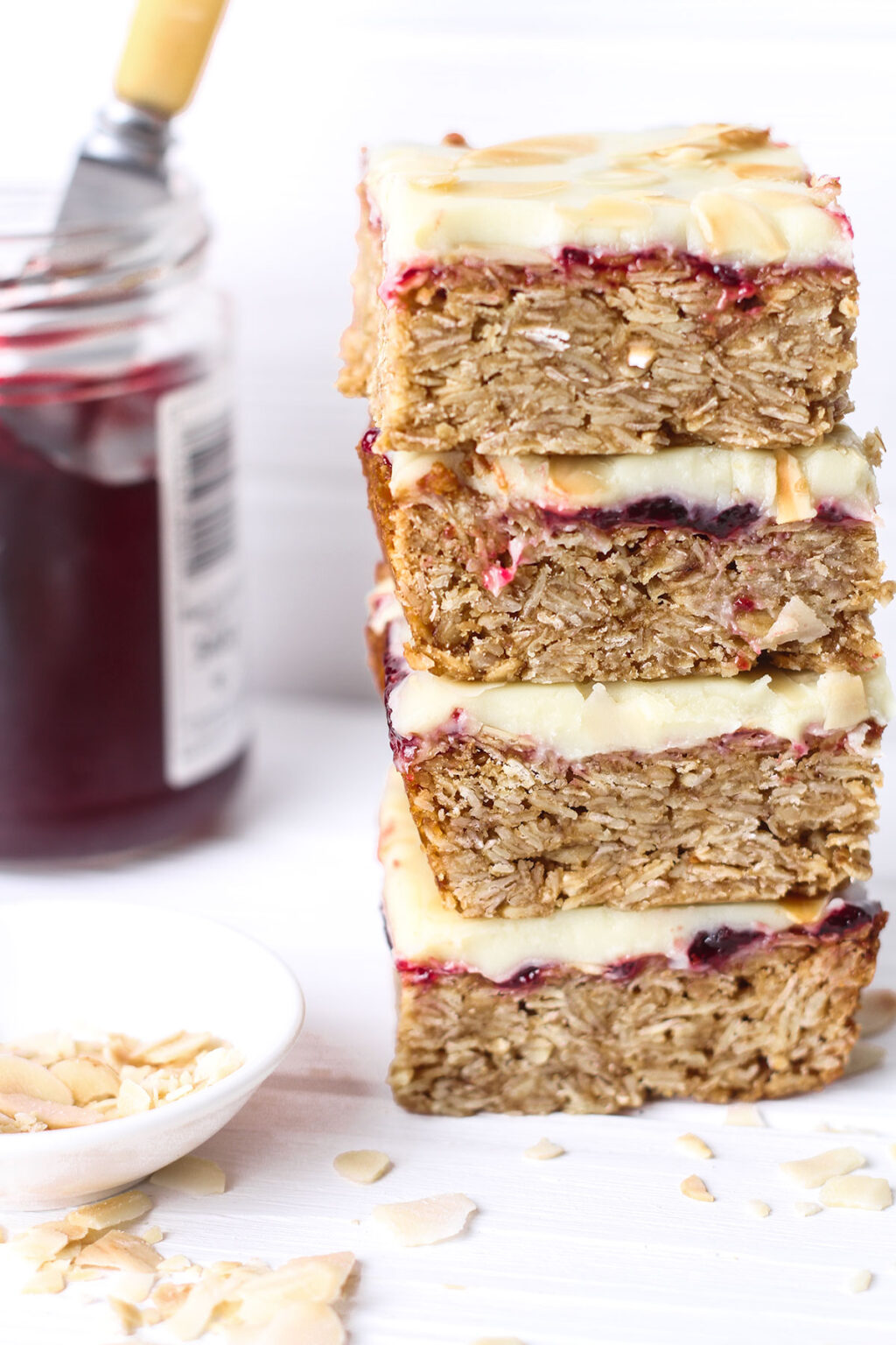 Cherry Bakewell Flapjack (with a yoghurt white chocolate topping ...