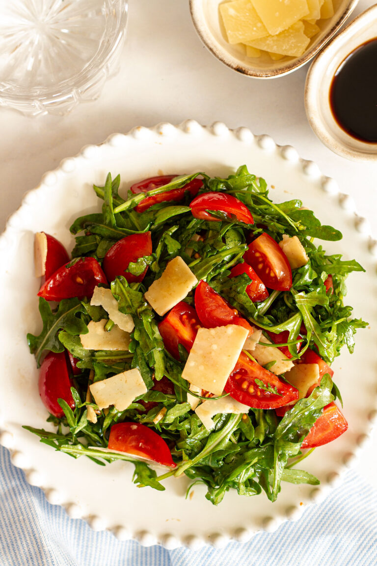 Rocket Salad With Parmesan, Tomato and Balsamic Dressing - Knife and Soul