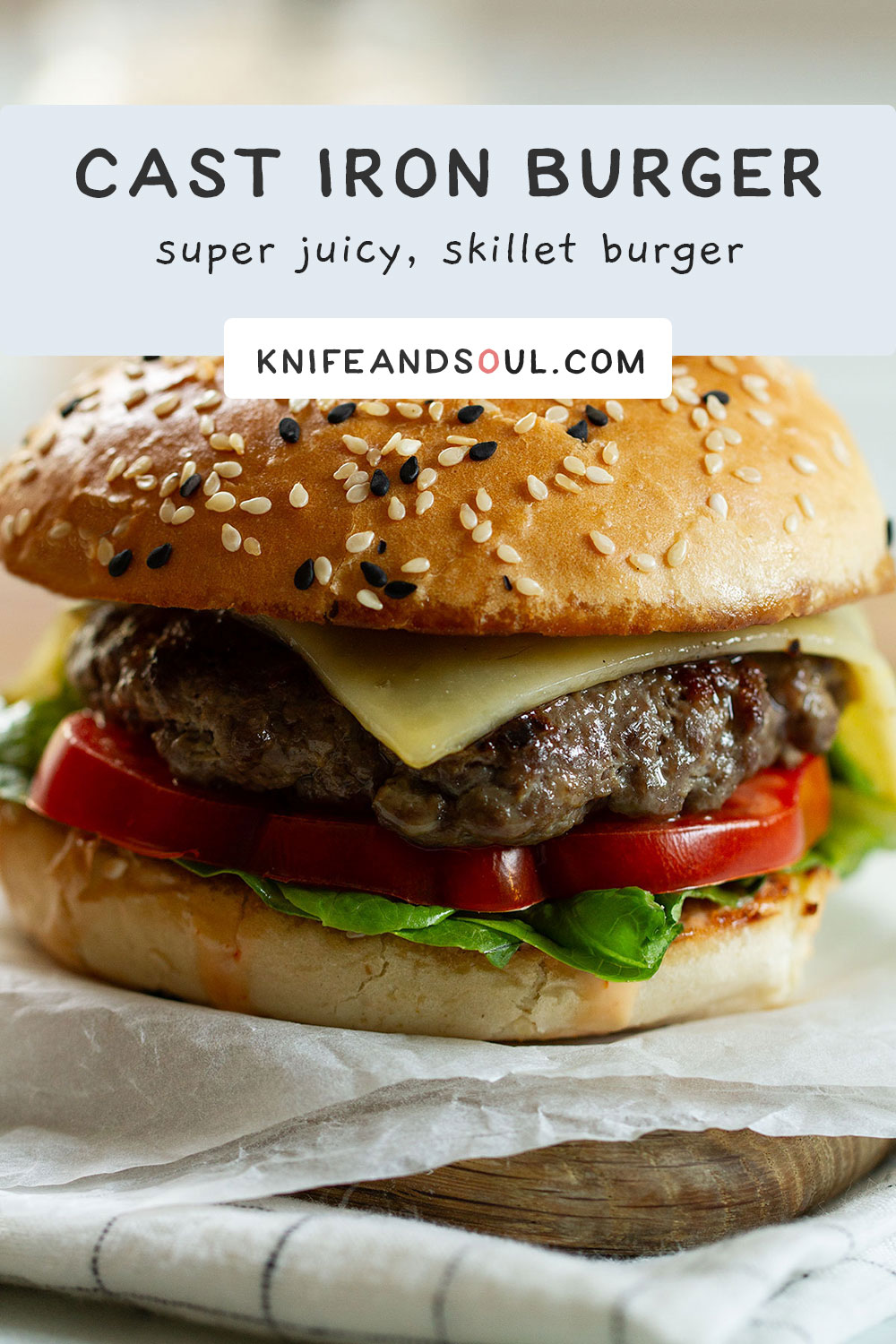 Cast Iron Burger (Pan Fried Skillet Burger) - Knife and Soul