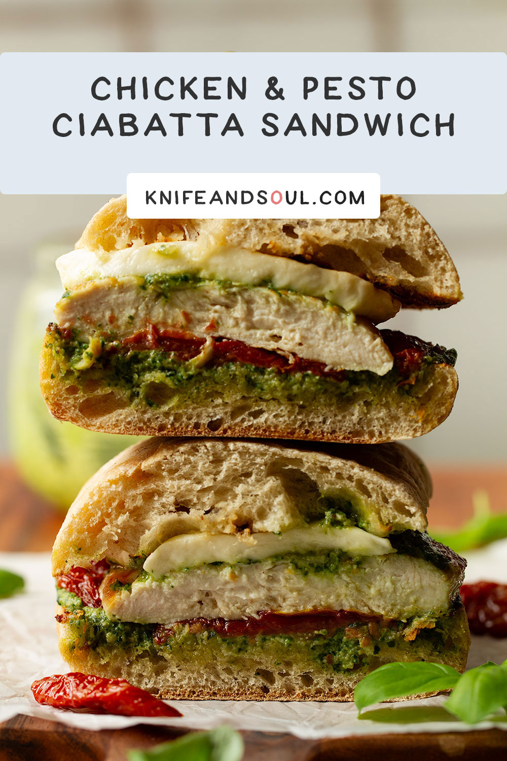 Chicken Ciabatta Sandwich with Creamy Pesto - Knife and Soul